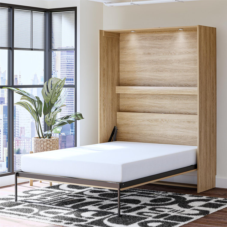 Holly Hills Murphy Bed with Gallery Shelf Touch Sensor LED Lighting